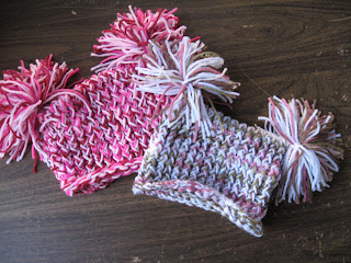 Knitting Loom Creations: Funny Pompom Envelope Hats