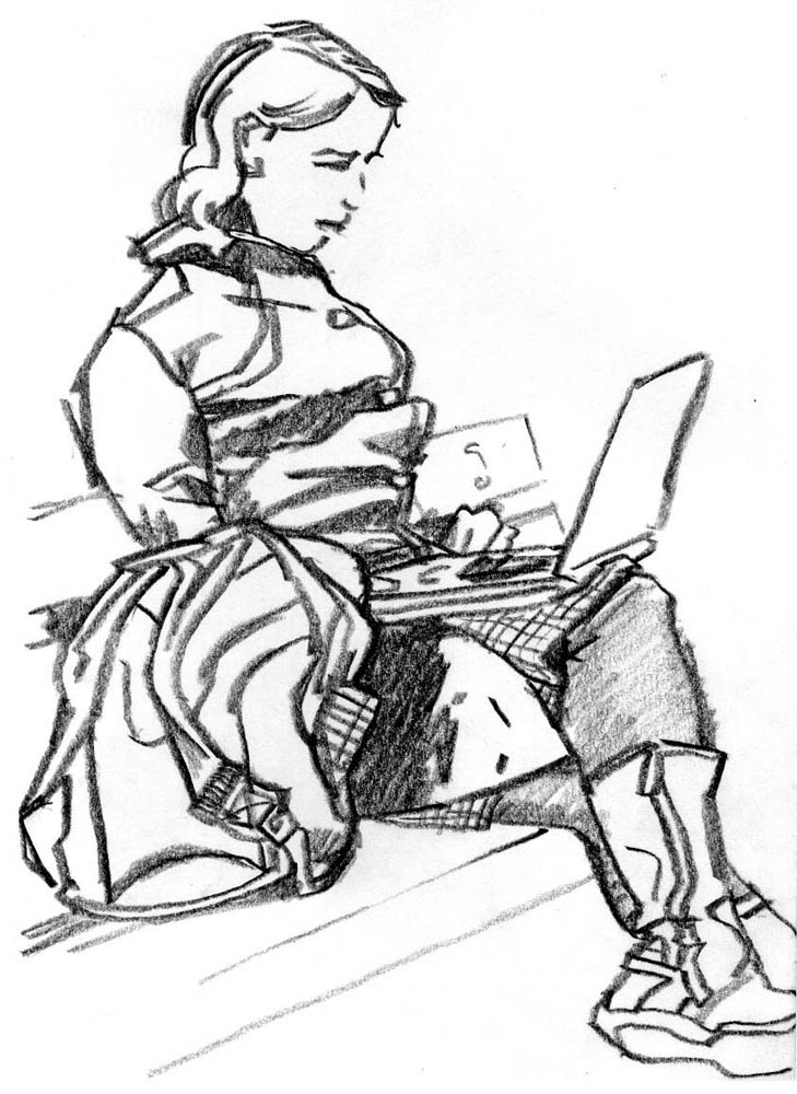 DRAWINGS DAILY: Girl with laptop