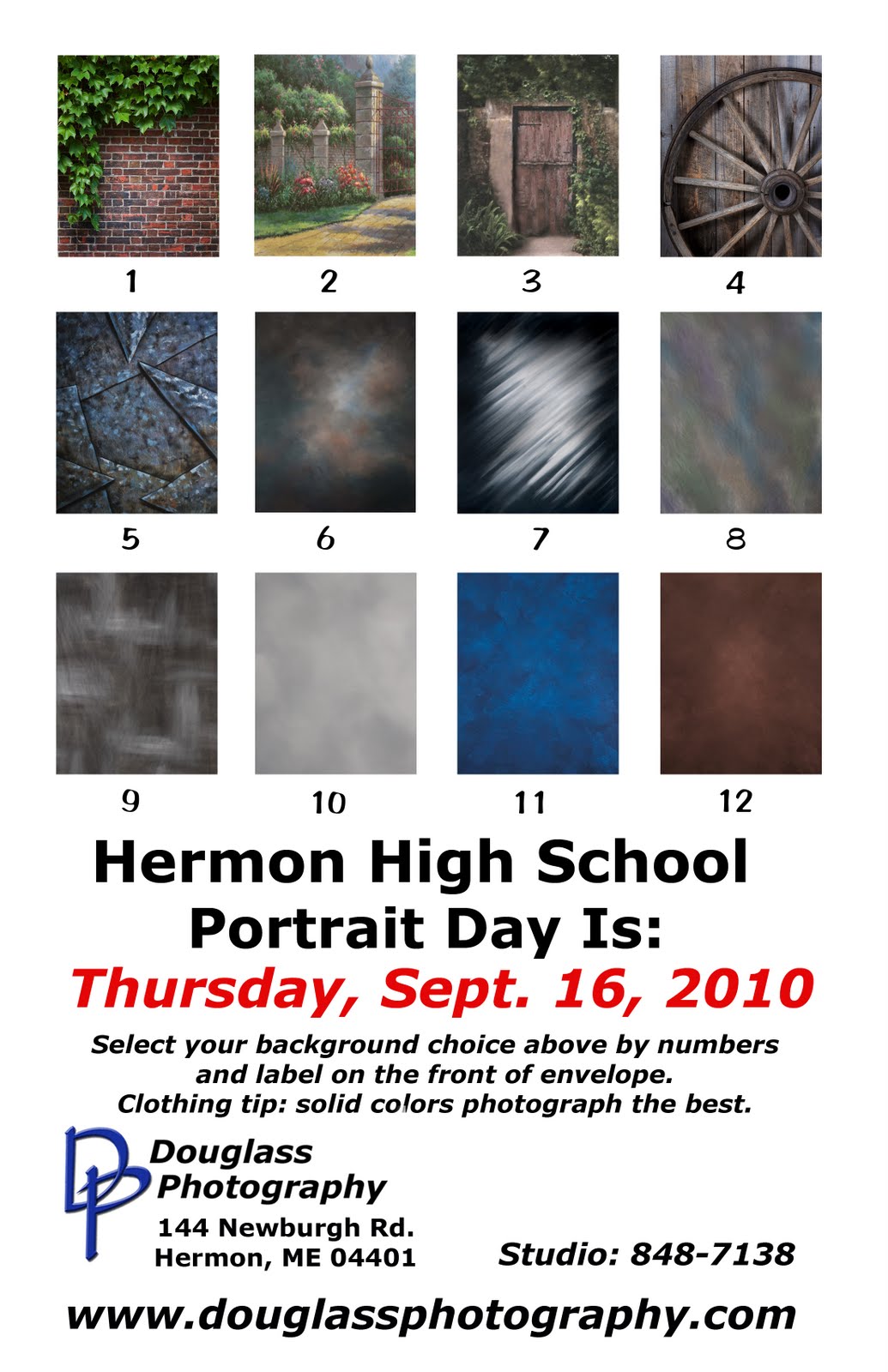 Douglass Photography: Hermon High School Portrait Backgrounds 2010