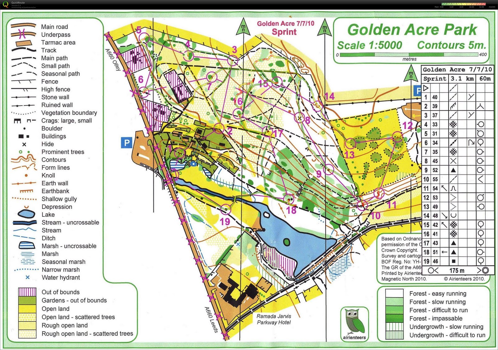 Orientēšanās kartes: Golden Acre Park (Leeds)