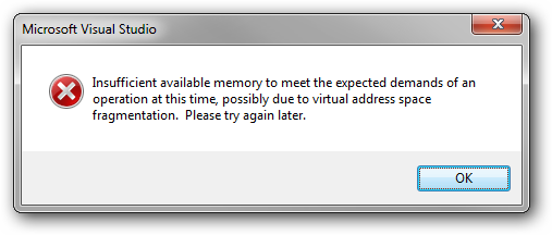 Insufficient Available Memory To Meet The Expected Demands Of An Operation At This Time