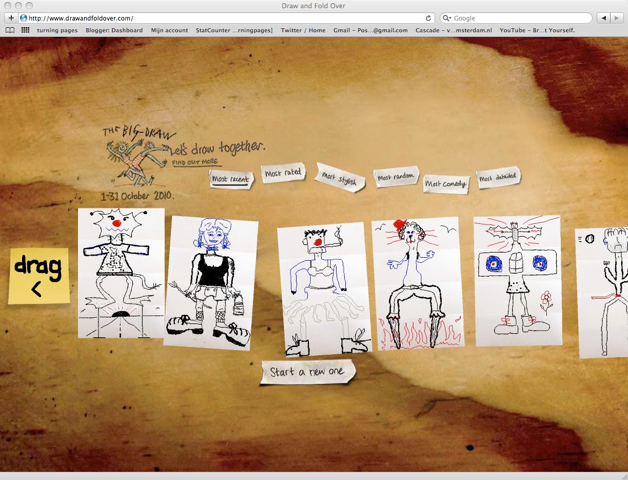 turning pages: Draw and fold over