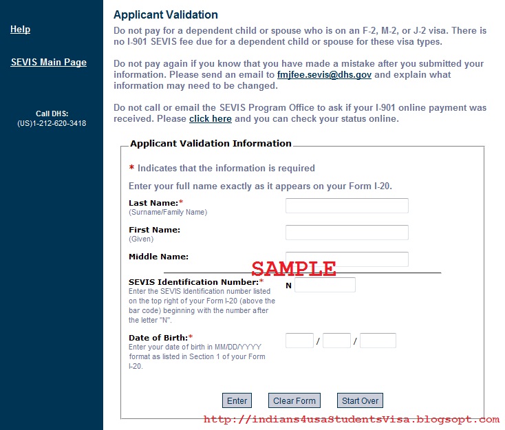 Indians Applying For USA Student Visa SEVIS I 901 Form 