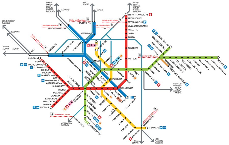 Tô indo para a Itália: Mapa - Metrô de Milão