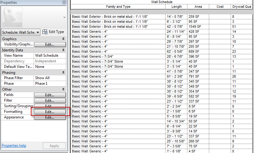 Vida Revit: How many Sheets of drywall in my design with contingencies?