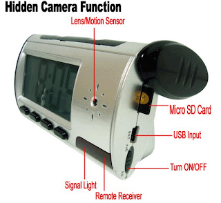 Home security-alarm system: A SPY Clock hidden camera for home security