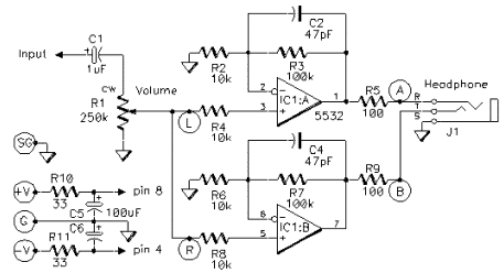 1.000.000 de Circuitos Eletrônicos Audio: Headphone Buffer Amp 5532 ...