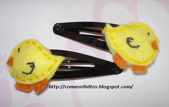 Come on fieltro: Pollitos para el pelo