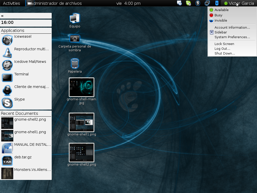 El Blog de Victor: Probando Gnome-Shell en Debian Squeeze