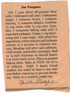 The Found Recipe Box: In Honor of Lucretia Brown: Joe Froggers (part 1)