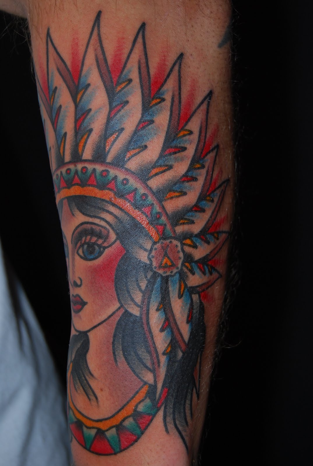 MORTEN TRANSETHblue arms tattoo: Tepee tendant.