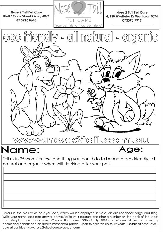 Nose 2 Tail Pet Care Latest News: Colouring in Competition