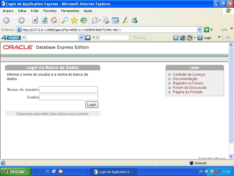 SQL4ALL: Instalação do Oracle XE no Windows
