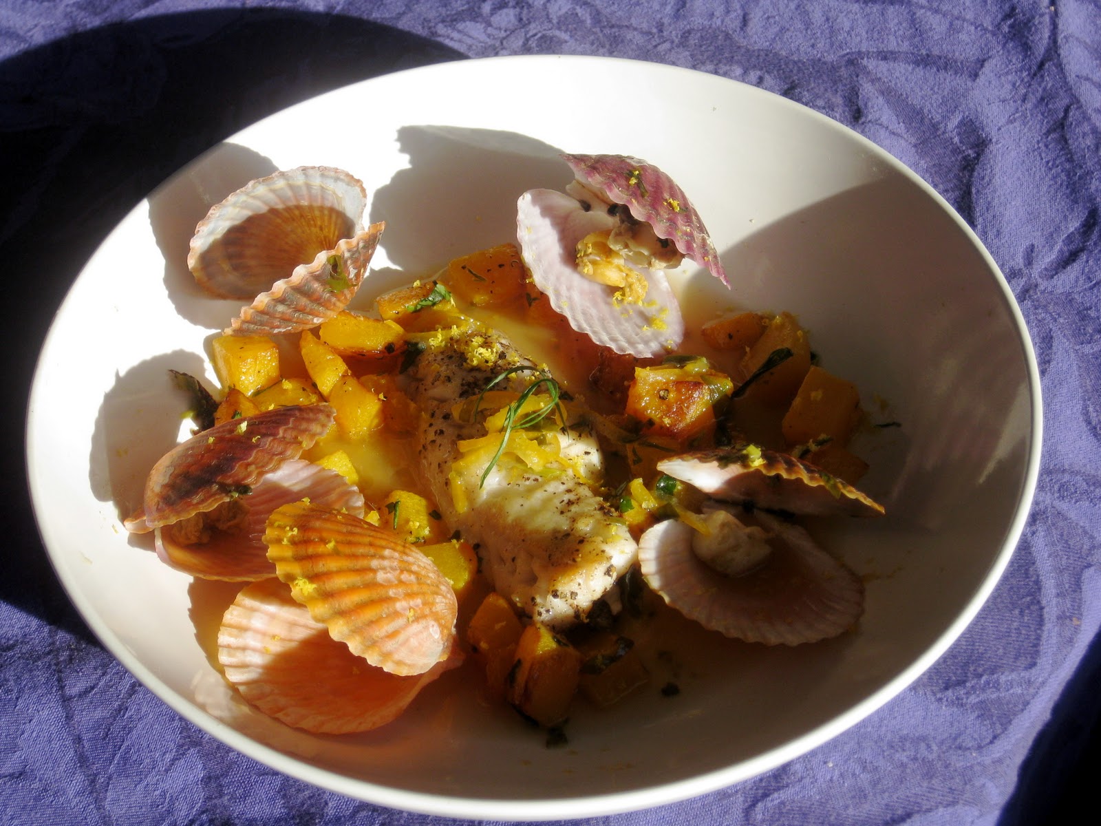 ATTACK! nantucket bay scallops & black bass in a lemon tarragon broth