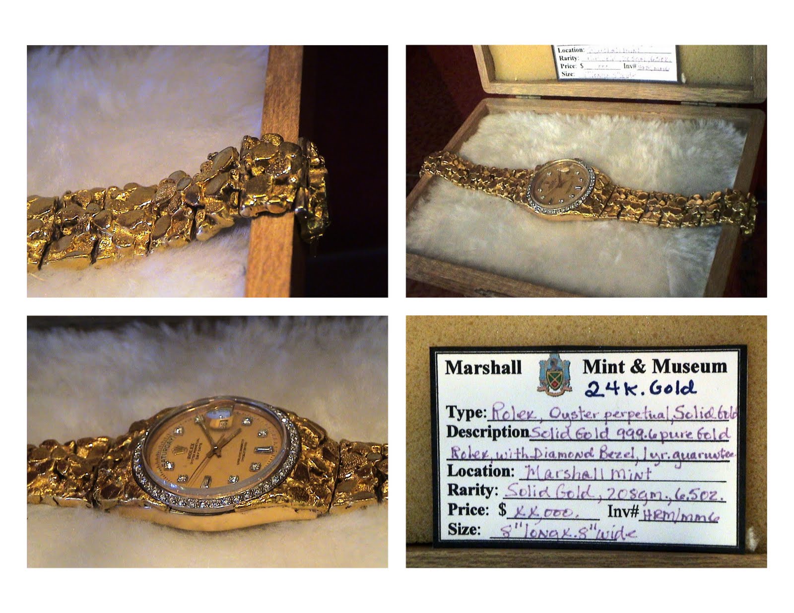 Comstock Ore: MM6 -Rolex Watch 208g of 999.6 Pure Gold Nuggets