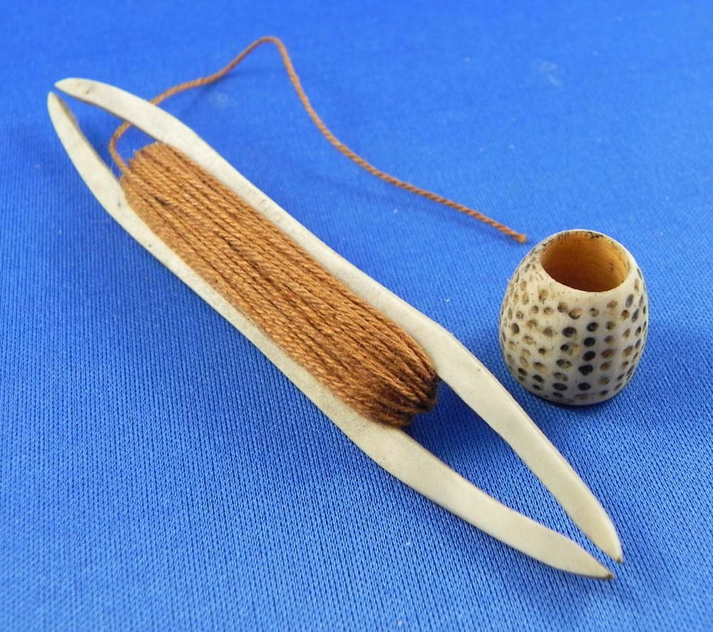Elfshot: Bone Thimble and Antler Netting Shuttle