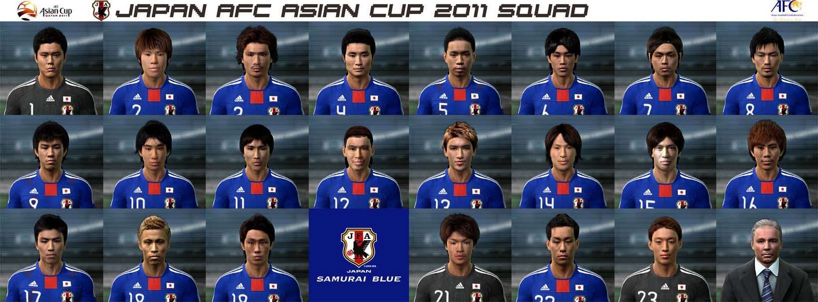 PES INA EDITING: Japan Faces Pack - Asian Cup 2011 by GRAND BLEU