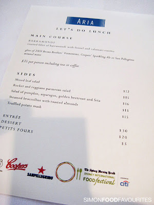 Simon Food Favourites: Aria Restaurant: SIFF 2009 Let's Do Lunch ...