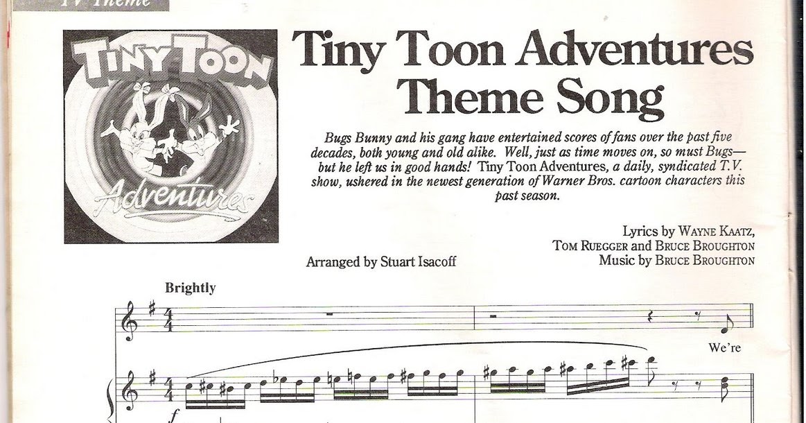 John P.'s blog: Tiny Toon Adventures theme song piano sheet music