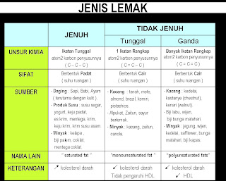 Jenis-Jenis Lemak Makanan