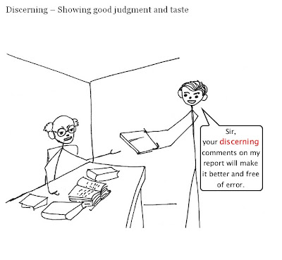 Comic Vocabulary: discerning,digress