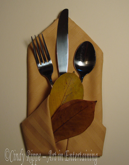 Art in Entertaining by Cindy Rippe: Autumn Napkin Folds: Cone fold
