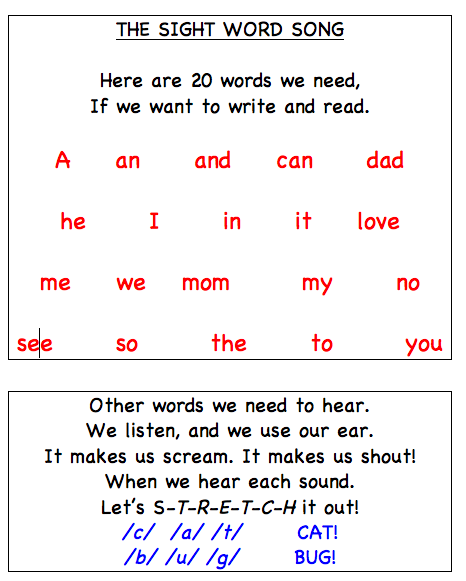Mrs. Silven's Classroom Blog: Sight Word Song