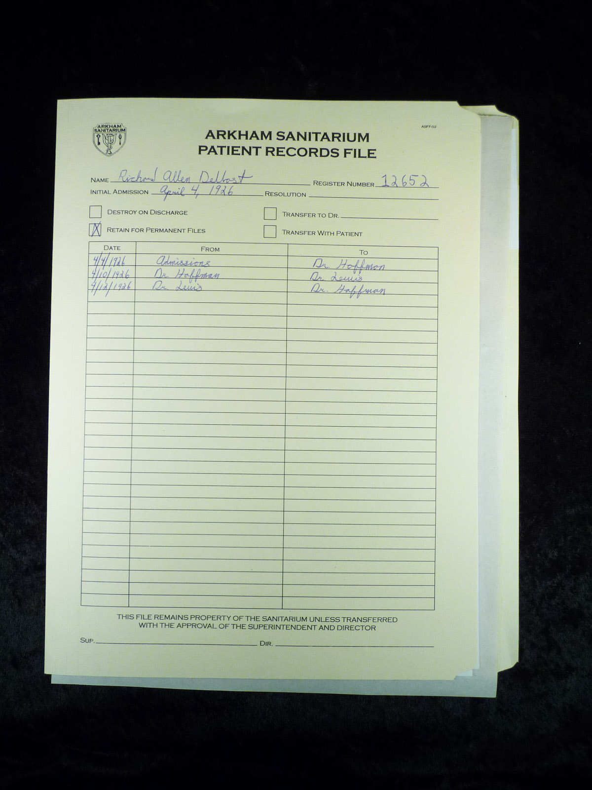 Propnomicon: Patient File Folder