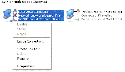 Just to share with you...: How to disable/enable Local Area Network