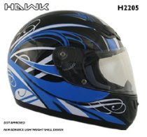 HAWK Open Face Motorcycle Helmet: Advance HAWK Blue with White Graphics ...