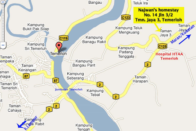 Homestay Al Najwan, Temerloh 012-6946551(Call/whatsapp): Map