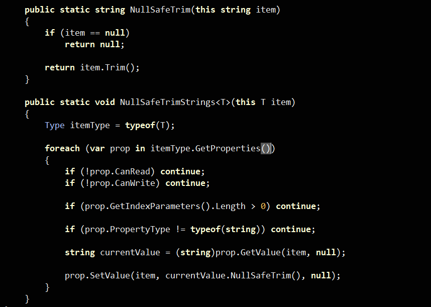 Marks asp.net / mvc blog: Quickly Trim all your model's string properties