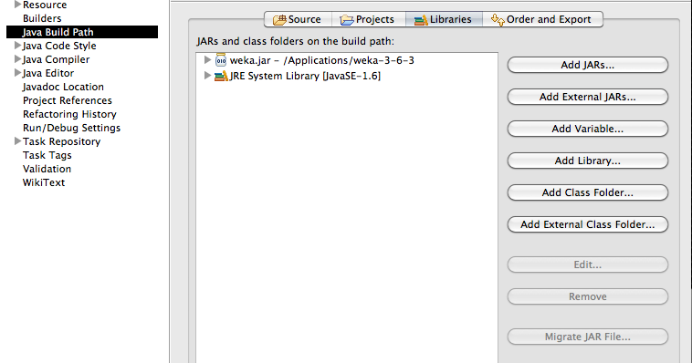 irodata: Embedding Weka in a Java Application