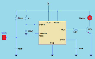 touch alarm circuit using 555 IC | simple electronics