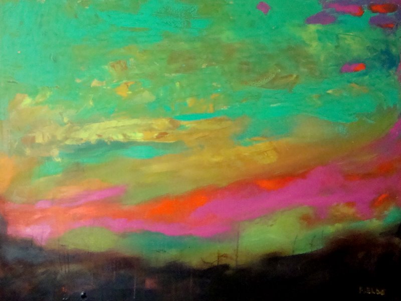 .: Huge Spectacular Sunset Abstract Painting