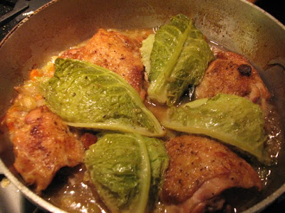 Trout Caviar: Cider-Braised Chicken with Cabbage and Bacon (Not Half Bad)