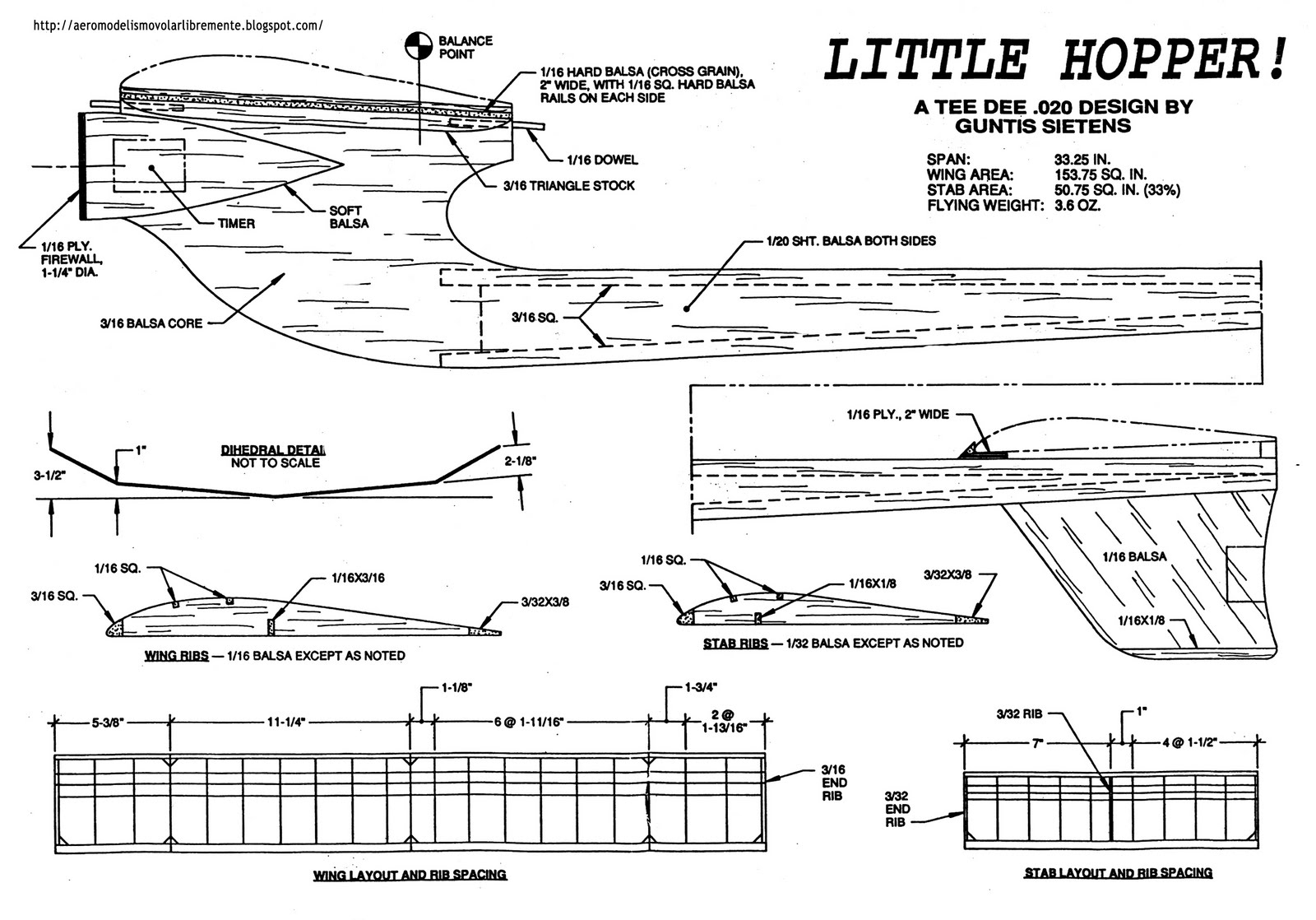 Volar Libremente - Free Flight Models Airplanes: LITTLE HOPPER .020 de ...