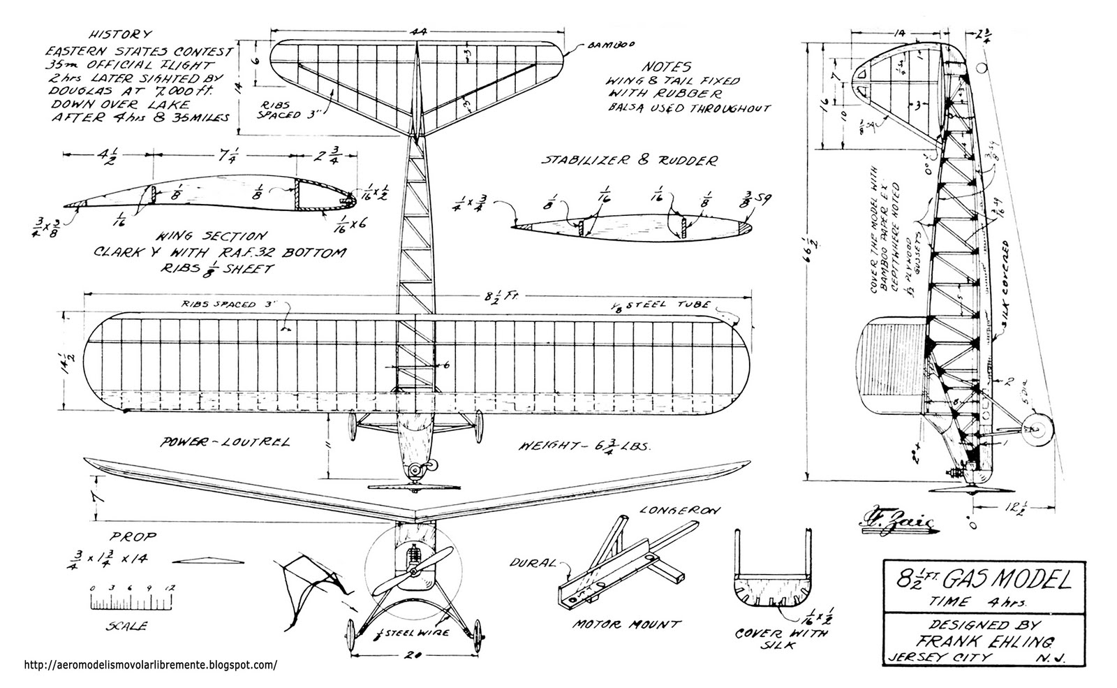 Volar Libremente - Free Flight Models Airplanes: 8.1/2 Ft. GAS MODEL de ...