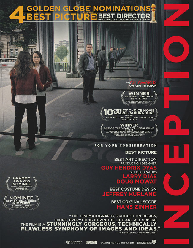 CHRISTOPHER NOLAN´S FANS: Inception: Más FYC y Premios de la Crítica