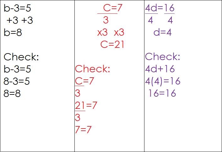 Room 42 Math 09: Solving One Step Algebra Equations