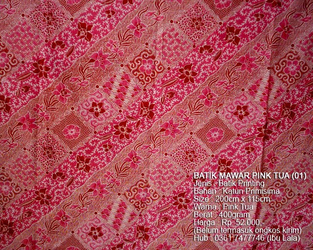 Batik Bali Indonesia: (01) BATIK MAWAR PINK TUA
