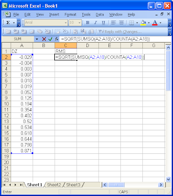 dominoc925: Using Excel to calculate the RMSE for LiDAR vertical ground ...