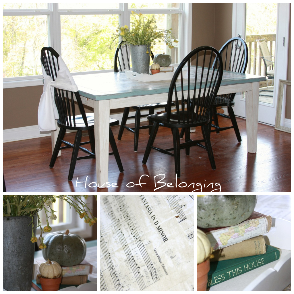 Kitchen Table Redo With Sheet Music | Remodelaholic