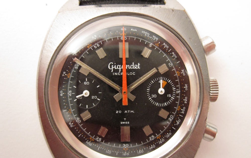 Vintage chronographs: 1970's Gigandet chronograph with Valjoux 7733 ...