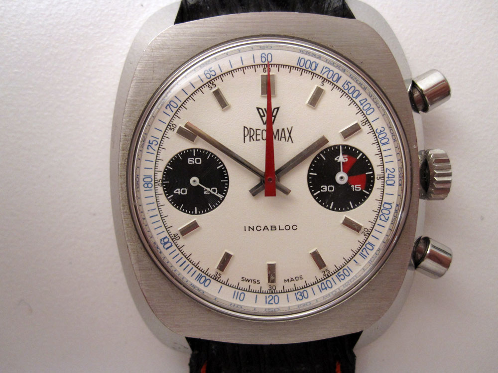 Vintage chronographs: 1970's Precimax chronograph with Valjoux 7733 ...