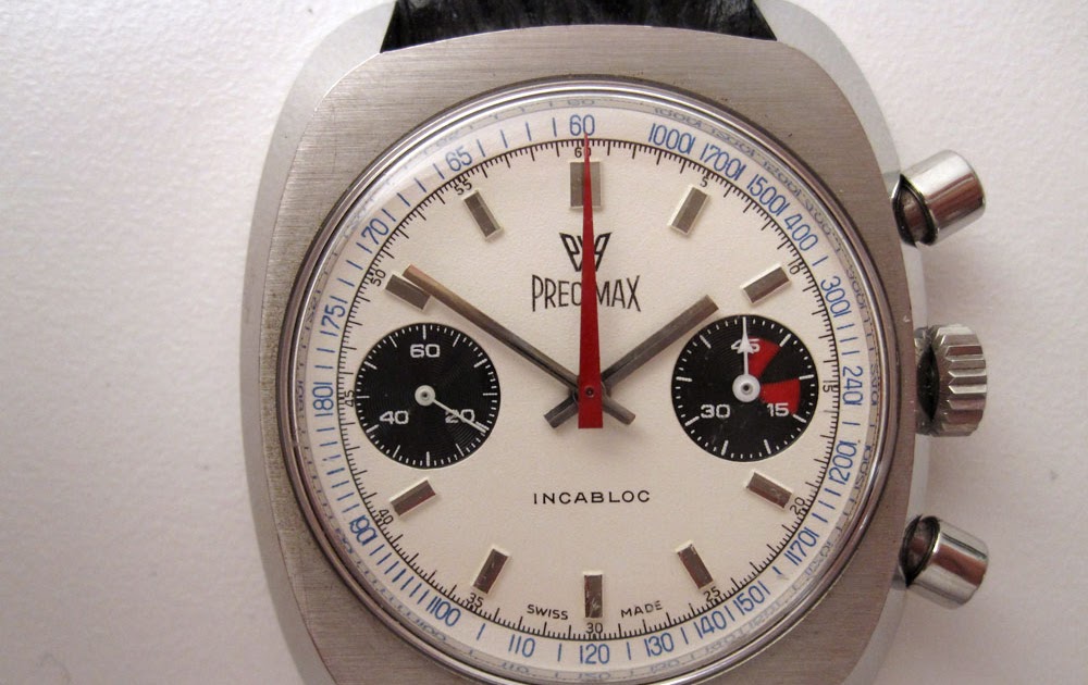 Vintage chronographs: 1970's Precimax chronograph with Valjoux 7733 ...