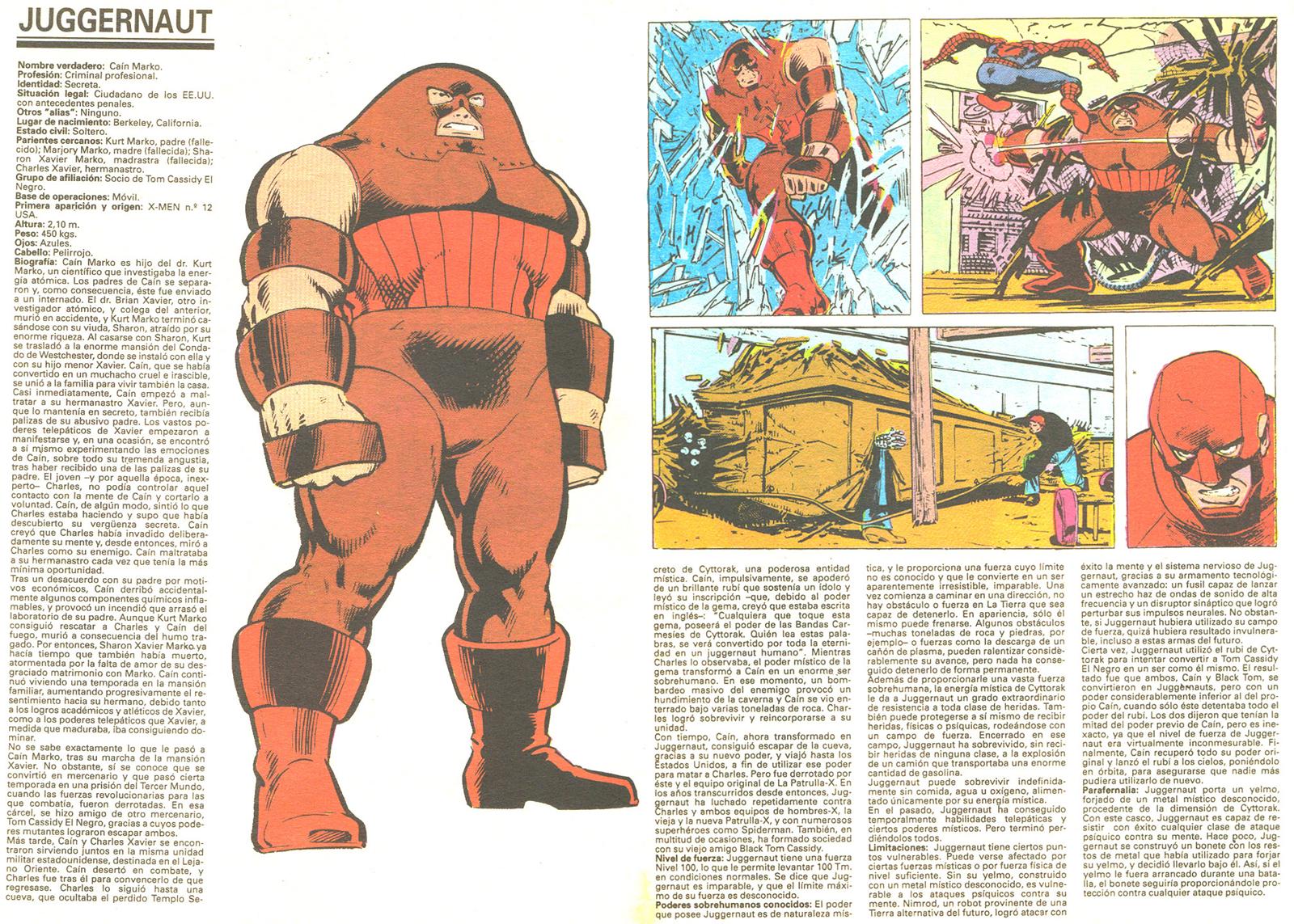 Fichas de Superheroes Marvel y DC: Juggernaut