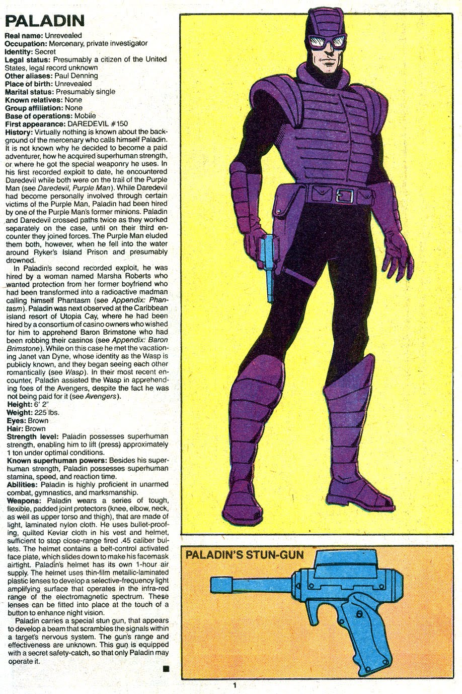 Fichas de Superheroes Marvel y DC: Paladin