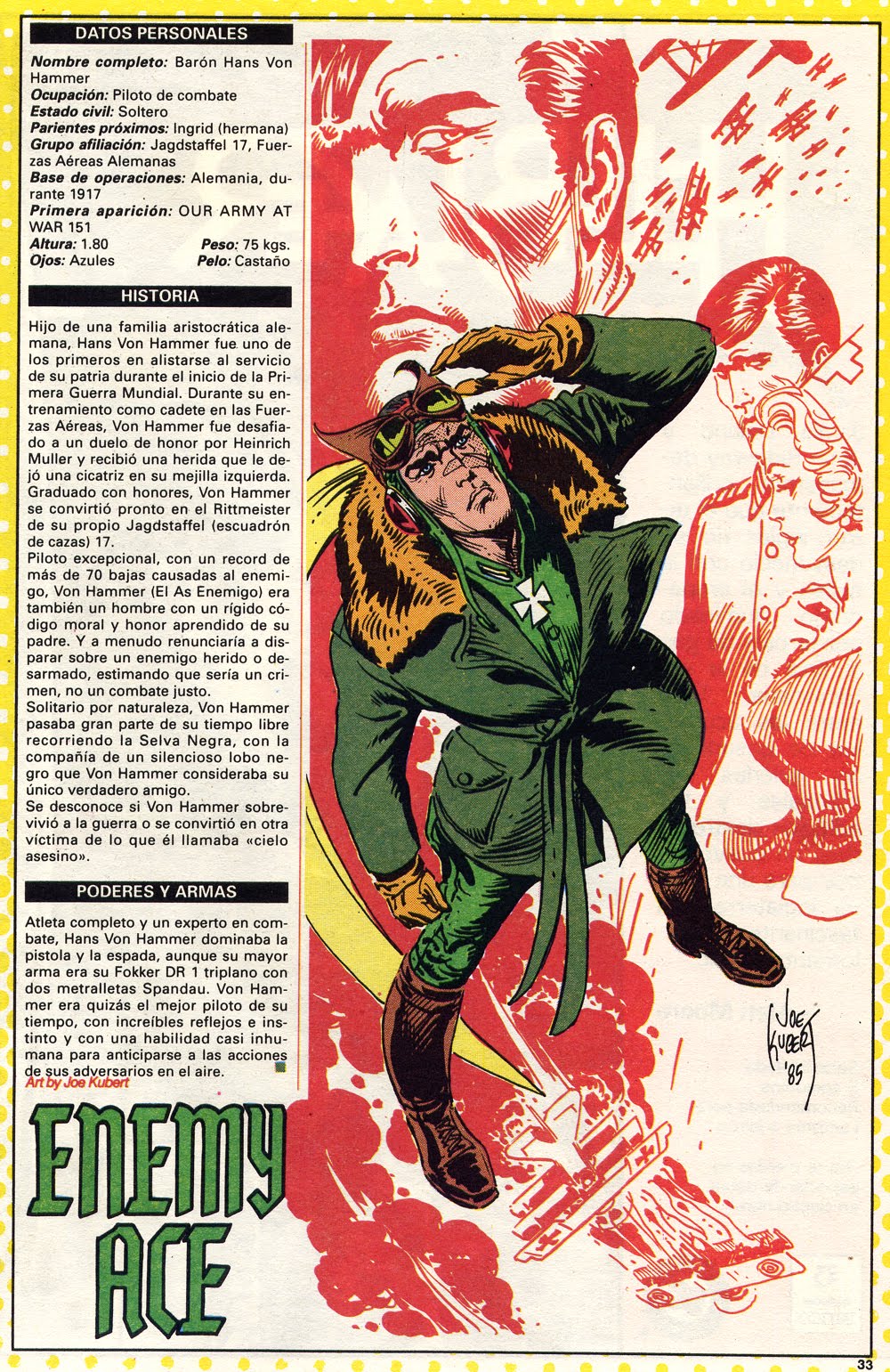 Fichas de Superheroes Marvel y DC: Ironwolf y Enemy Ace