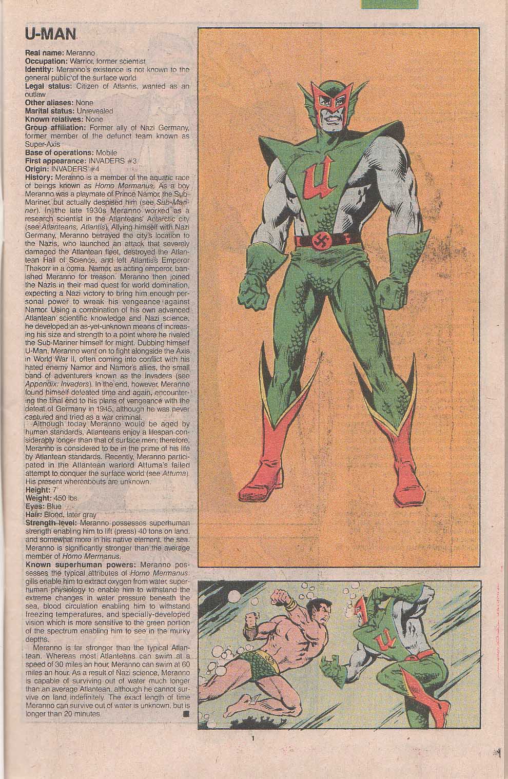 Fichas de Superheroes Marvel y DC: U-Man